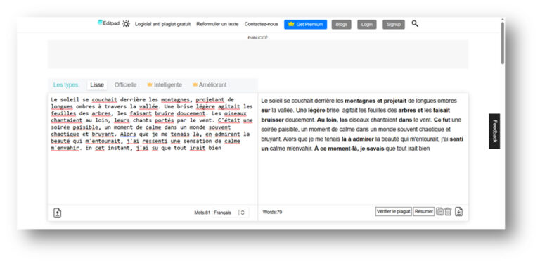 Editpad : meilleur reformuler un texte en français pour les écrivains.